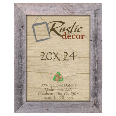 20x24 Rustic Reclaimed Barn Wood Extra Wide Wall Frame - Rustic Decor