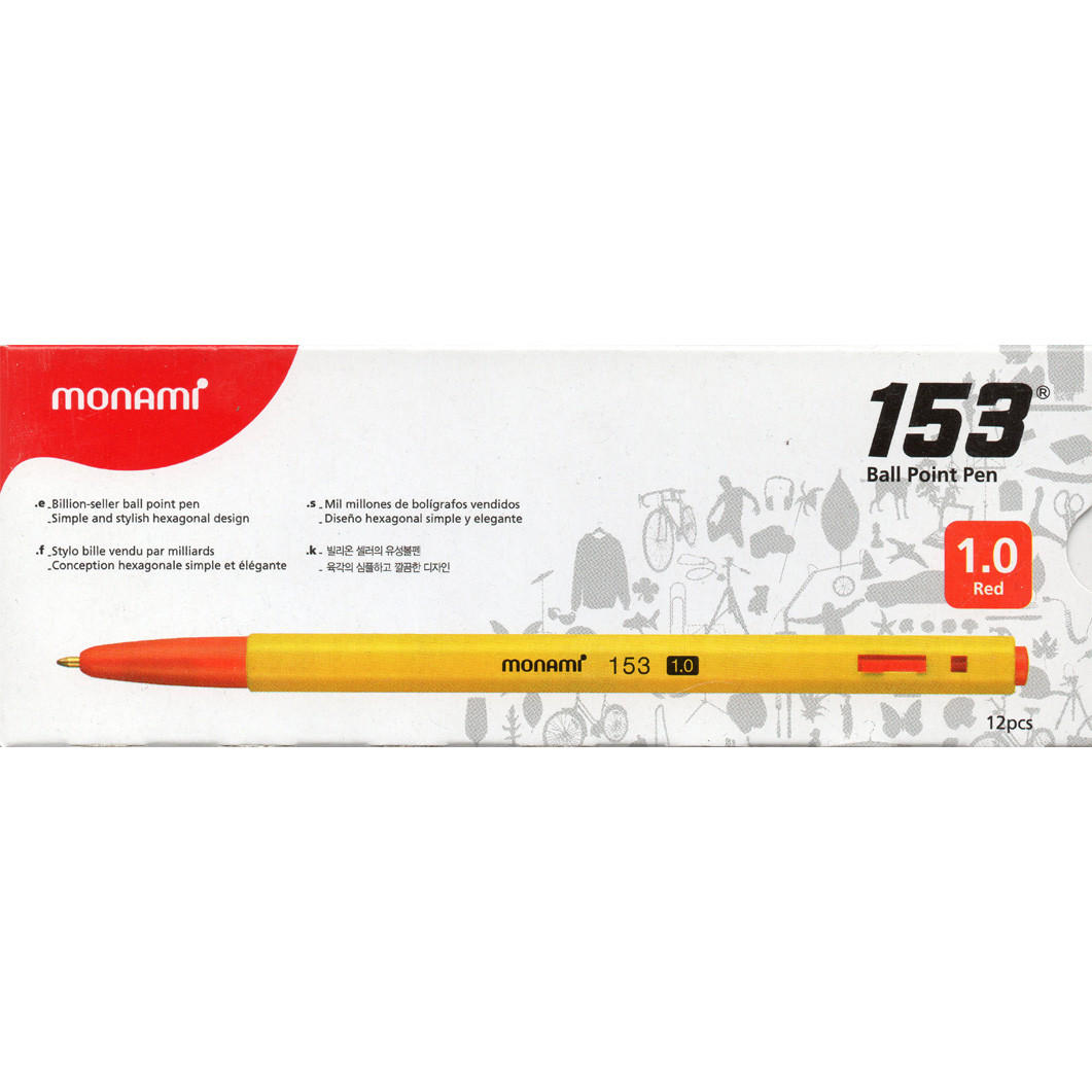 153 Retractable Pens 1.0mm Tip 12/box - Red MONAMI - Campus Priority