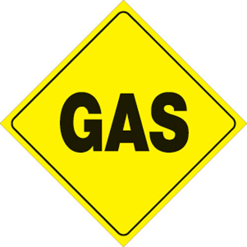 YELLOW PLASTIC REFLECTIVE SIGN 12" - GAS (454 G YR)