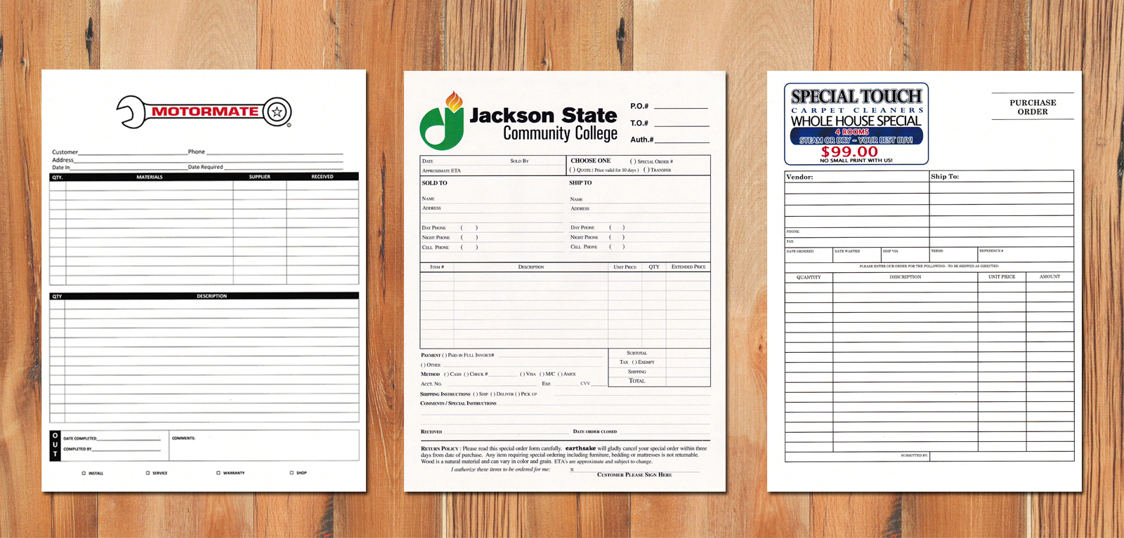 3 Part Forms Cabonless