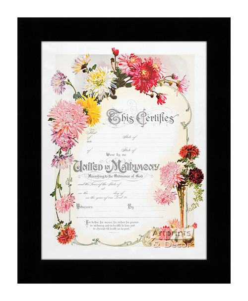 Chrysanthemum Marriage Certificate, Framed Art Print at ...