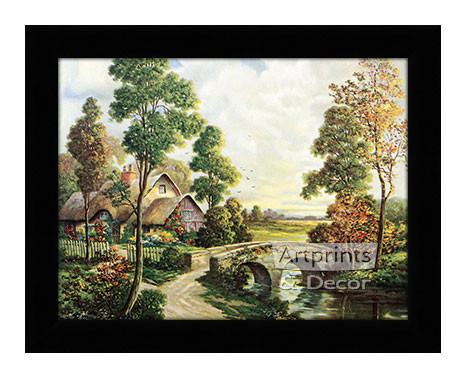 The Cottage by the Bridge, Framed Art Print by Harry Hadland at ...