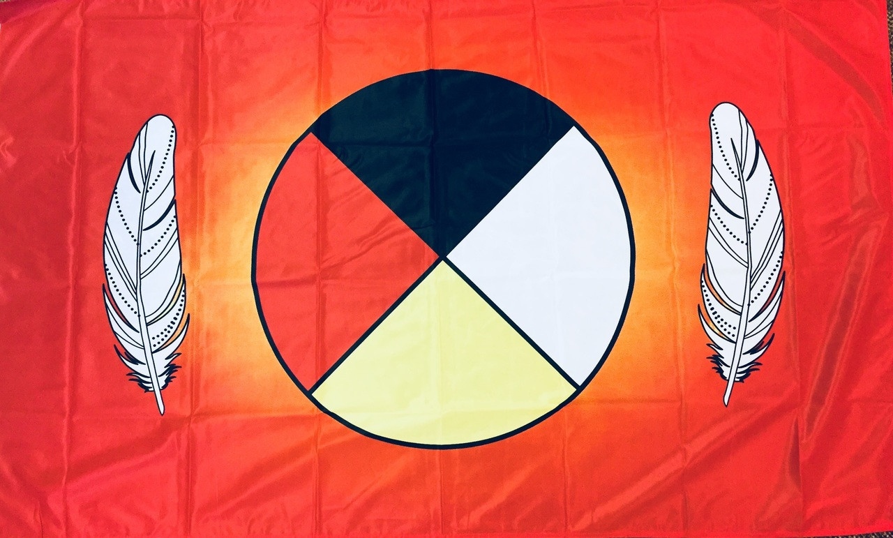 MEDICINE WHEEL FLAG 3' X 5' RED - Western Varieties