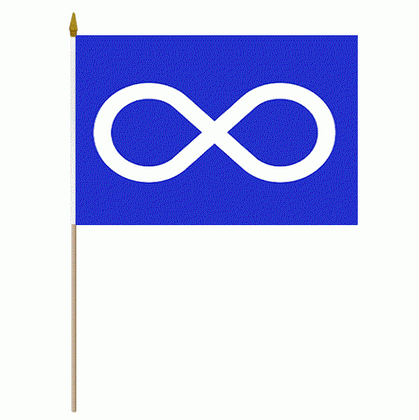 FLAG METIS 12"x18" BLUE W WOOD STICK - Western Varieties