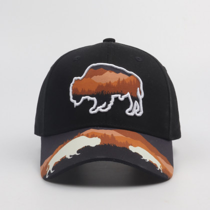 BASEBALL CAP RUSTIC BISON W PRINTED BILL - Western Varieties