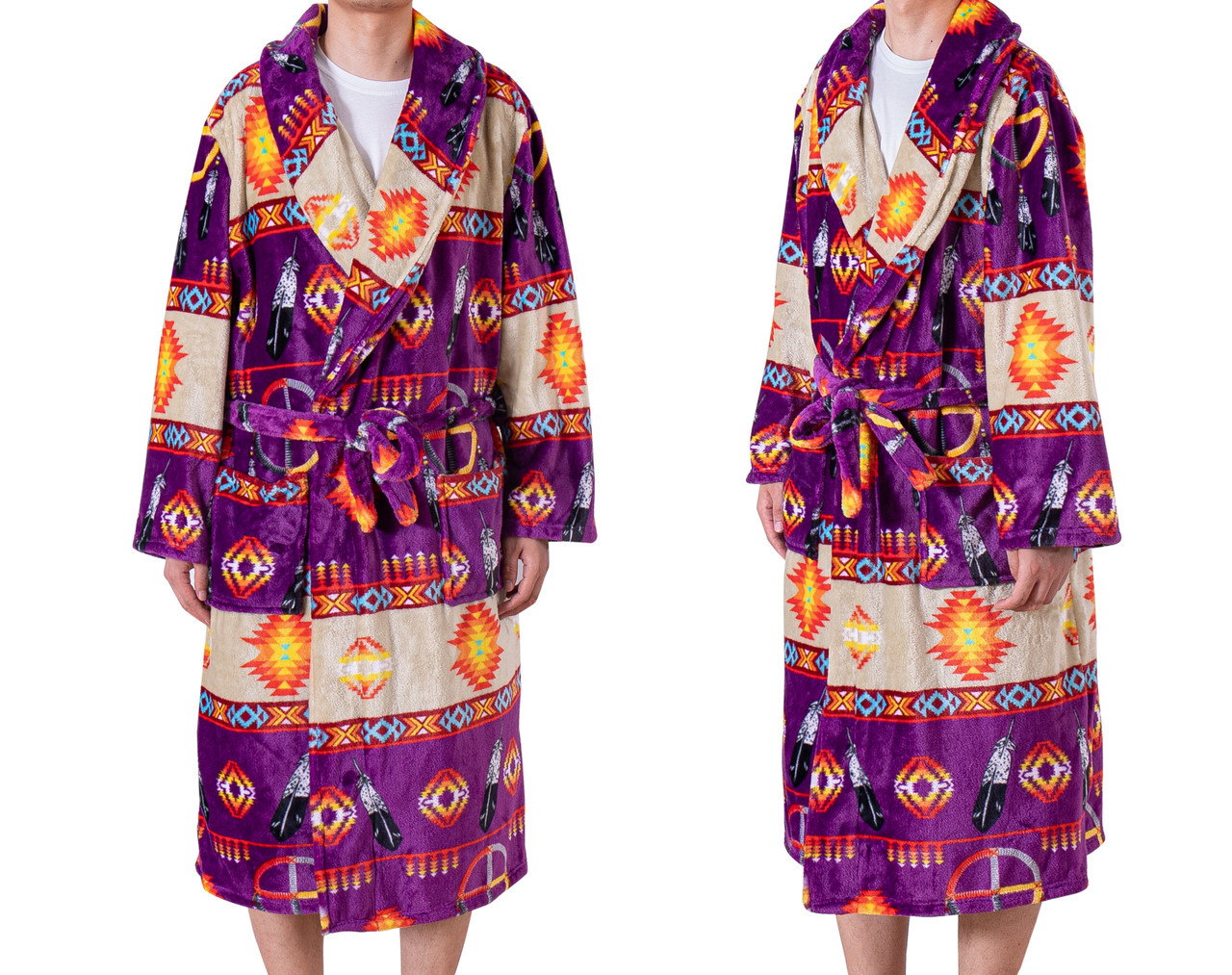 ROBE WITH COLLAR PURPLE MEDICINE WHEEL - Western Varieties