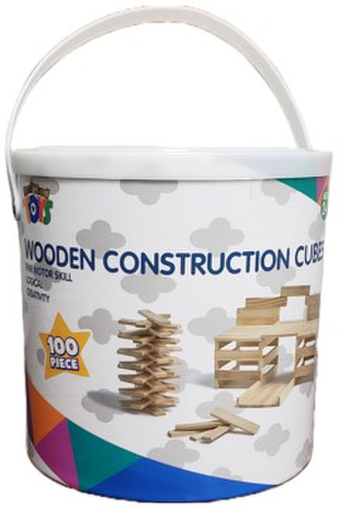 WOODEN CONSTRUCTION CUBES 100PC