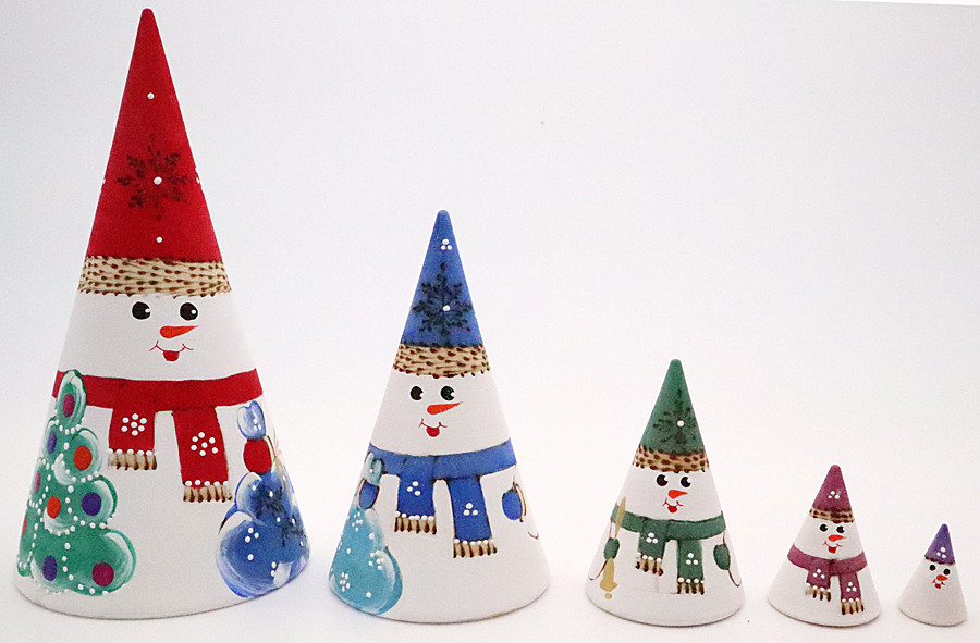 Snowman - Blue Scarf | Traditional Matryoshka Nesting Doll