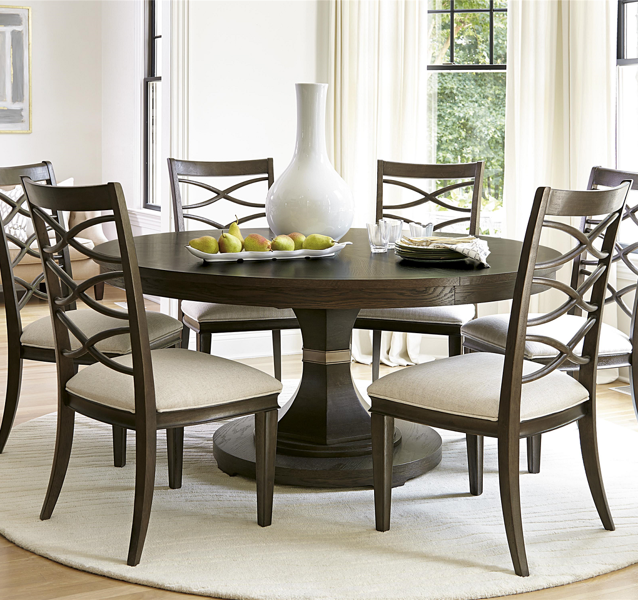 California Rustic Oak Expandable Round Dining Table Round Dining Room California Rustic Oak Expandable Round Dining Table Round Dining Room