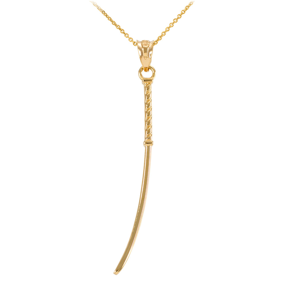 Gold Katana Japanese Long Sword Pendant Necklace | Gold Samurai Katana ...