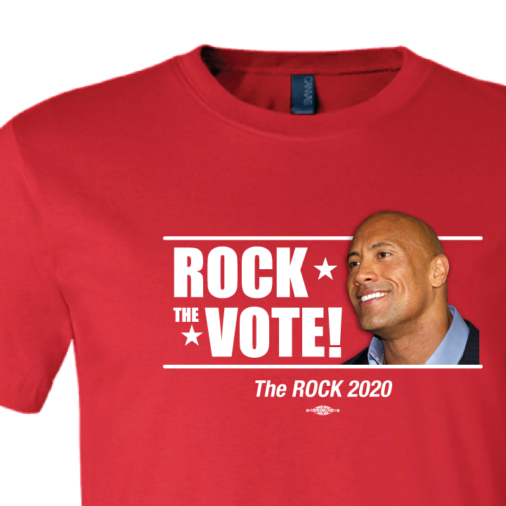 "Rock the Vote!" Logo Graphic (on Canvas Red Tee) - Bumperactive