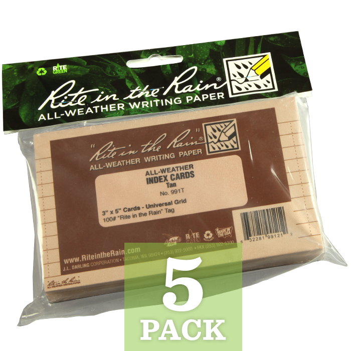 RITE IN THE RAIN 991T-H (3X5 INDEX CARDS - TAN - HEADER.) - The ...