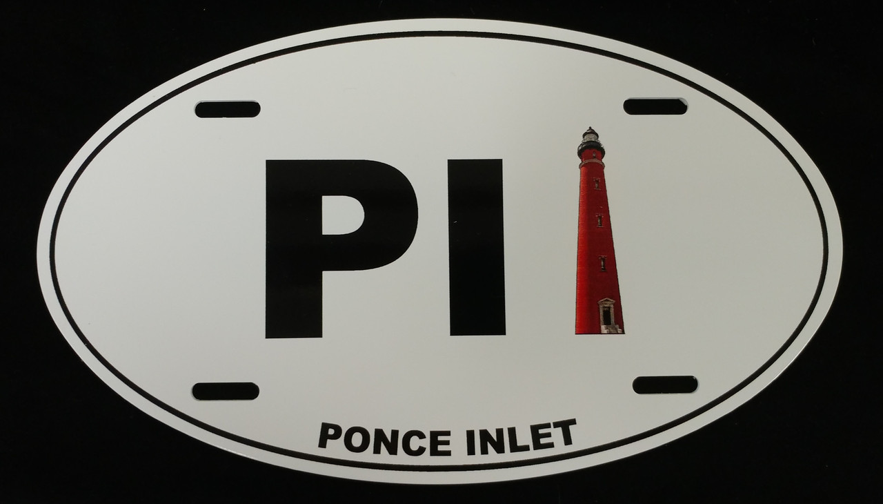 PI Oval License Plate - Ponce Inlet Lighthouse Locker