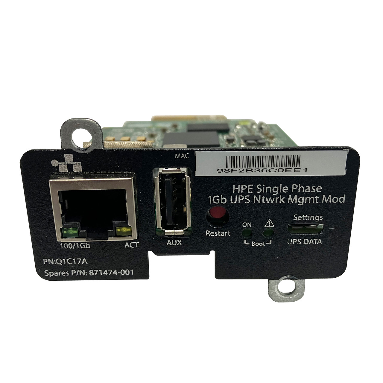 HPe 871474-001 Single Phase 1GB UPS Network Management Module Q1C17A